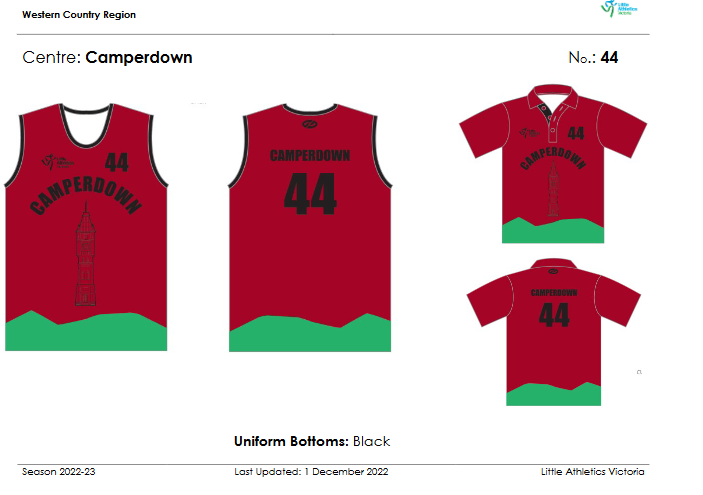 Camperdown Little Athletics Centre and Club Uniform (Official) – 2025 ...